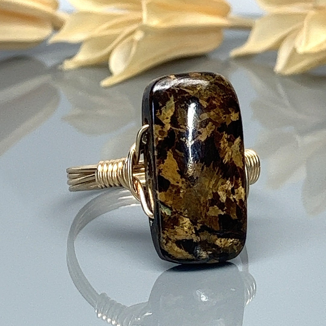 Bronzite Gemstone Statement Ring-sterling Silver, 14k Yellow or Rose ...