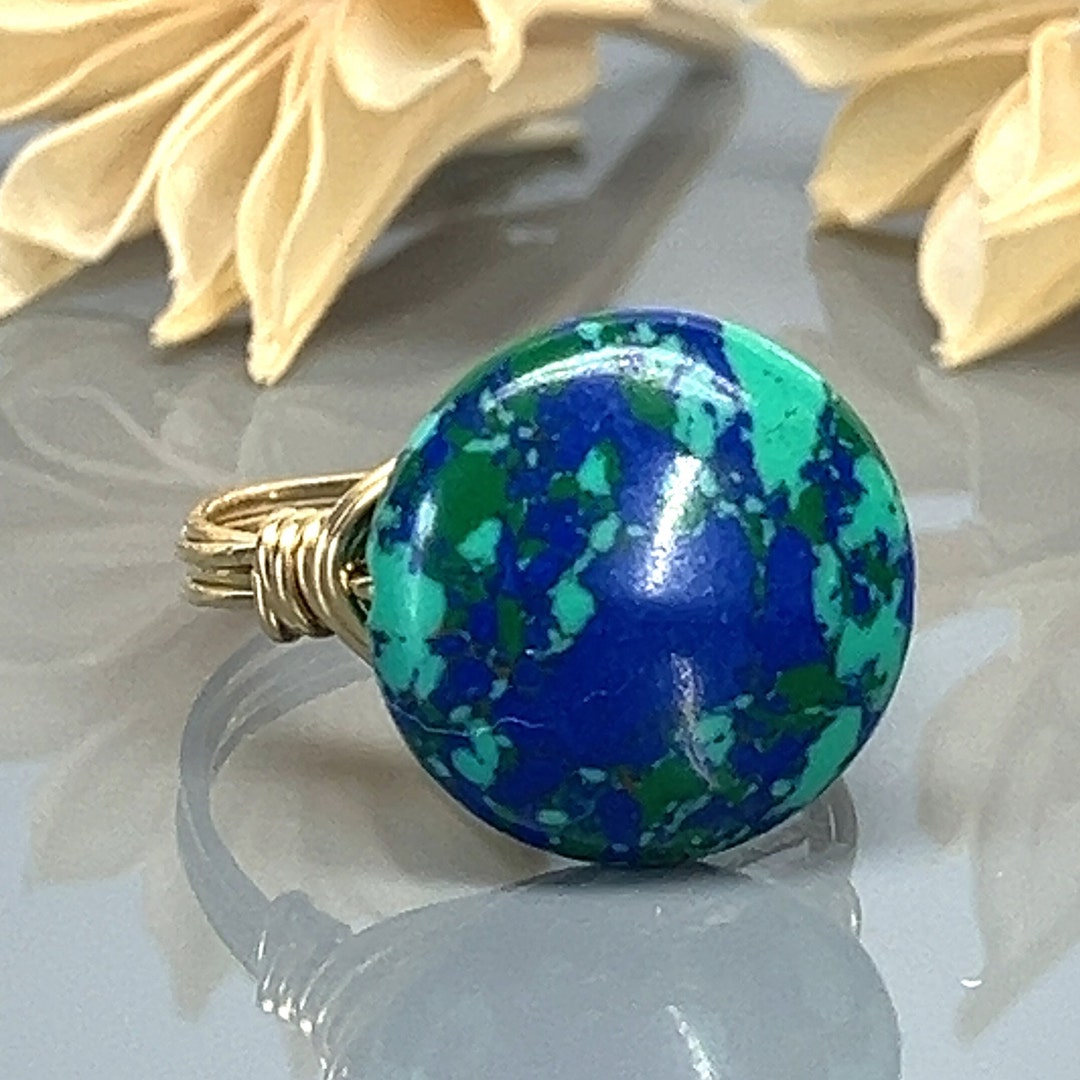 Composite Azurite Ring- Sterling Silver, Yellow or Rose Gold Filled ...