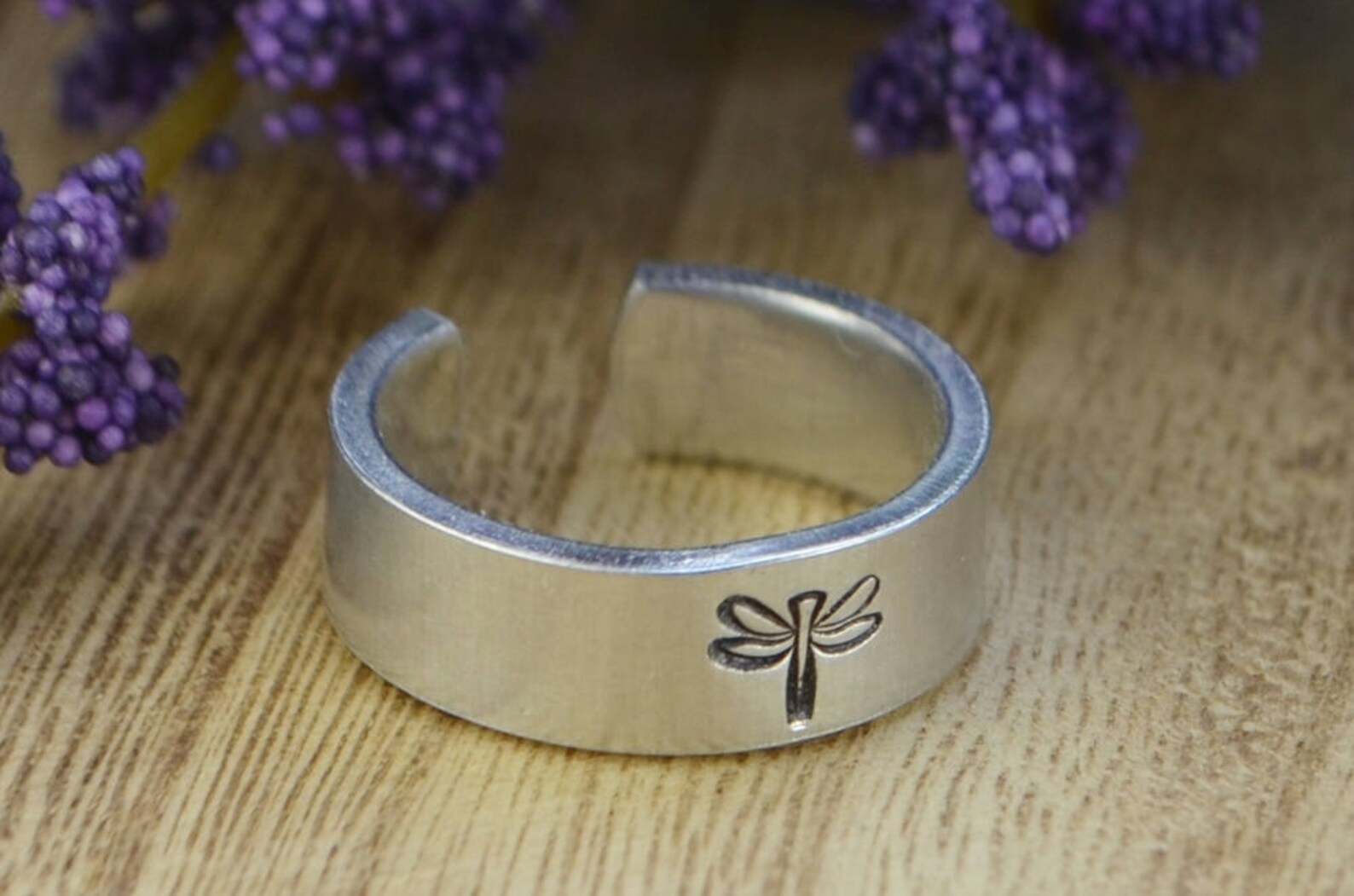 Dragonfly Adjustable Ring- Hand Stamped Aluminum Bug Ring - Handmade to ...
