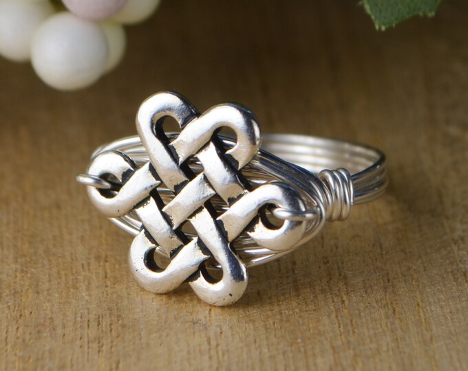 Celtic Eternity Knot Ring Sterling Silver Yellow or Rose - Etsy