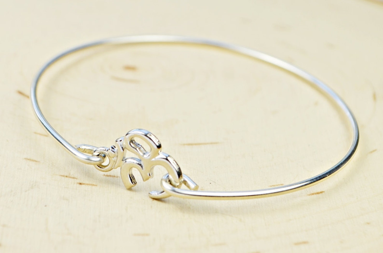 Om Bangle Bracelet Rhodium Plated Pewter Ohm Symbol and - Etsy