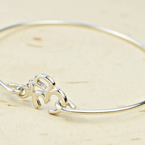 Om Bangle Bracelet Rhodium Plated Pewter Ohm Symbol and - Etsy