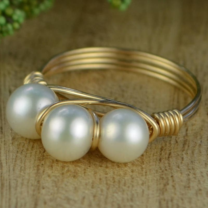 Wire Wrap Pearl Ring - Etsy