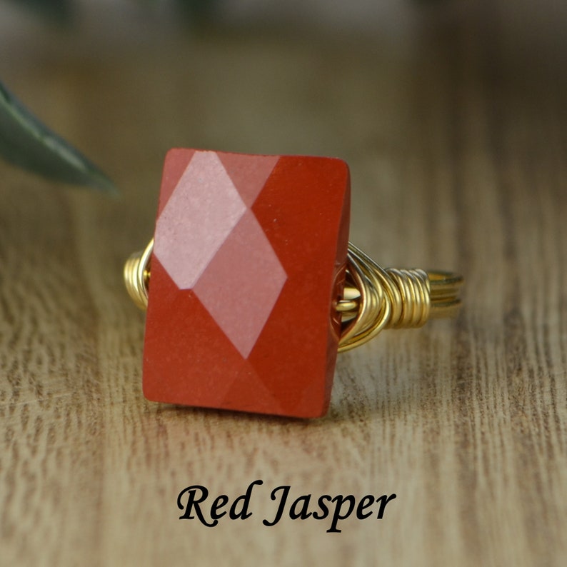 Picture Jasper Rectangular Ring Sterling Silver Yellow or - Etsy