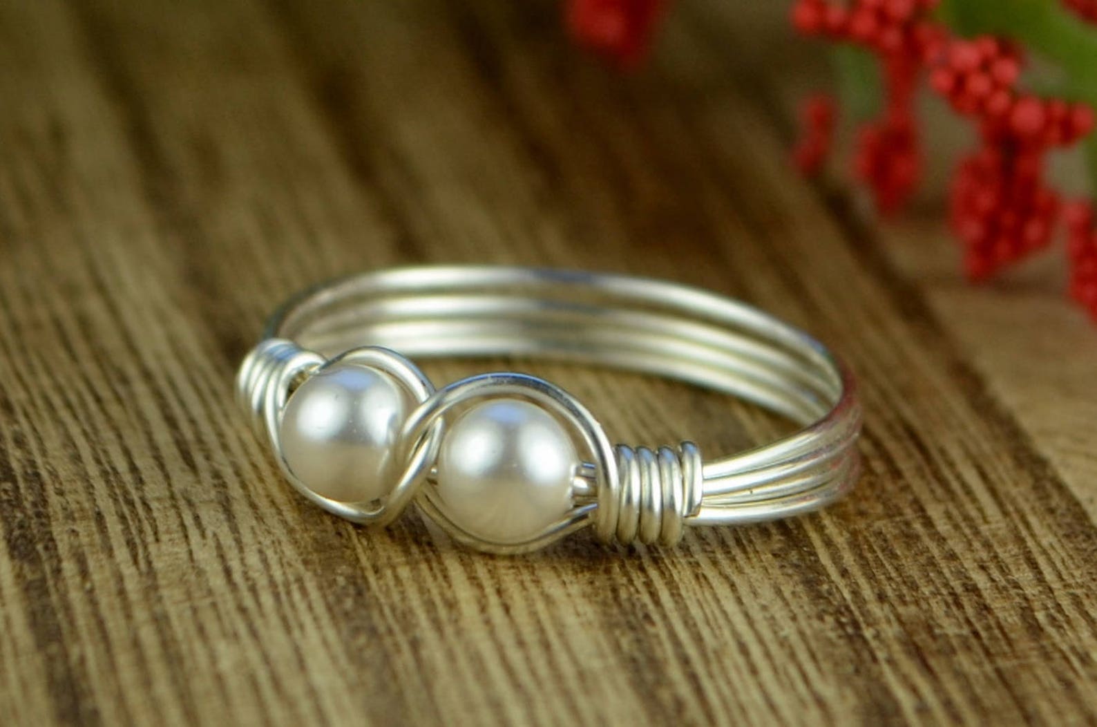 Two Pearls Infinity Ring-sterling Silver Yellow or Rose Gold - Etsy