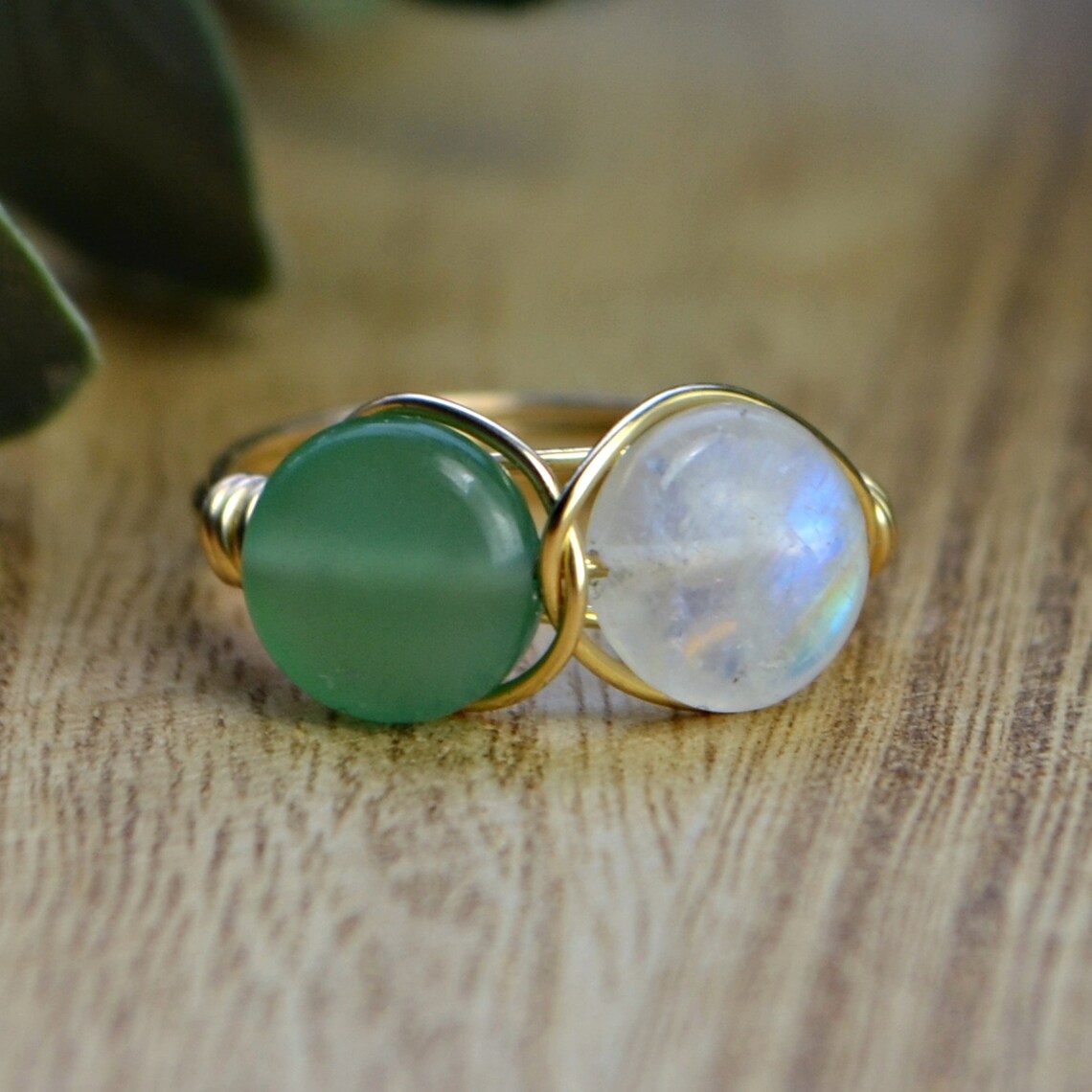 Any Two Gemstones Infinity Ring Silver 14k Yellow or Rose | Etsy