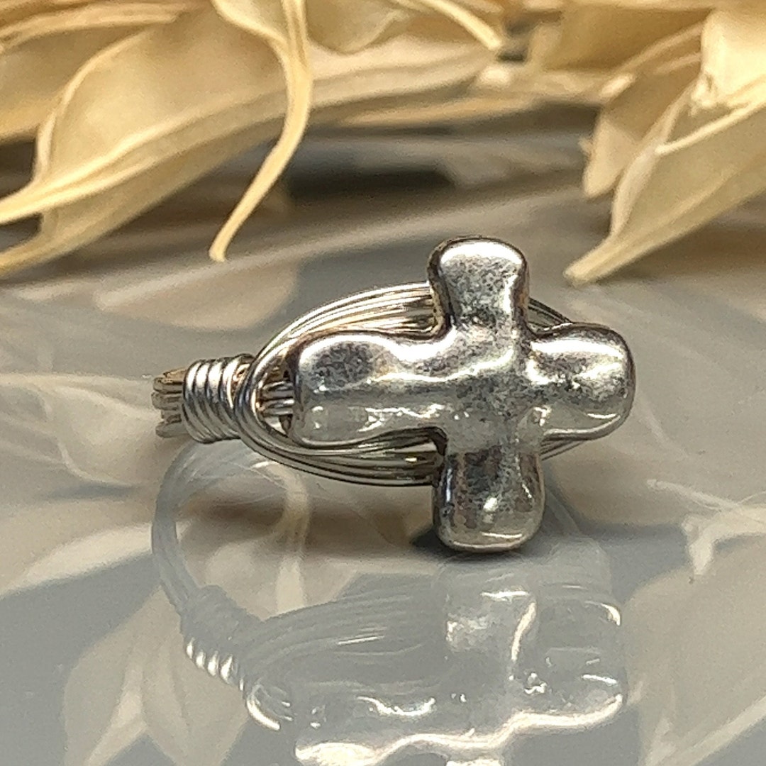 Wavy Cross Ring- Sterling Silver, Yellow or Rose Gold Filled Wire ...