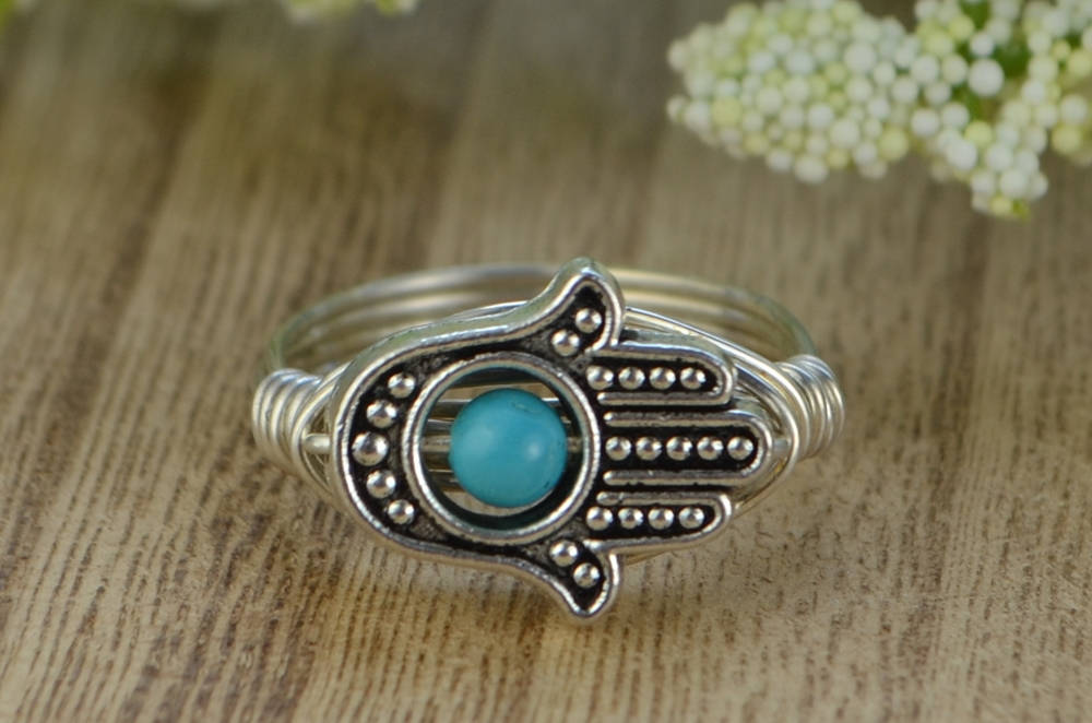 Hamsa Hand Ring Silver Yellow or Rose Gold Filled Wire - Etsy