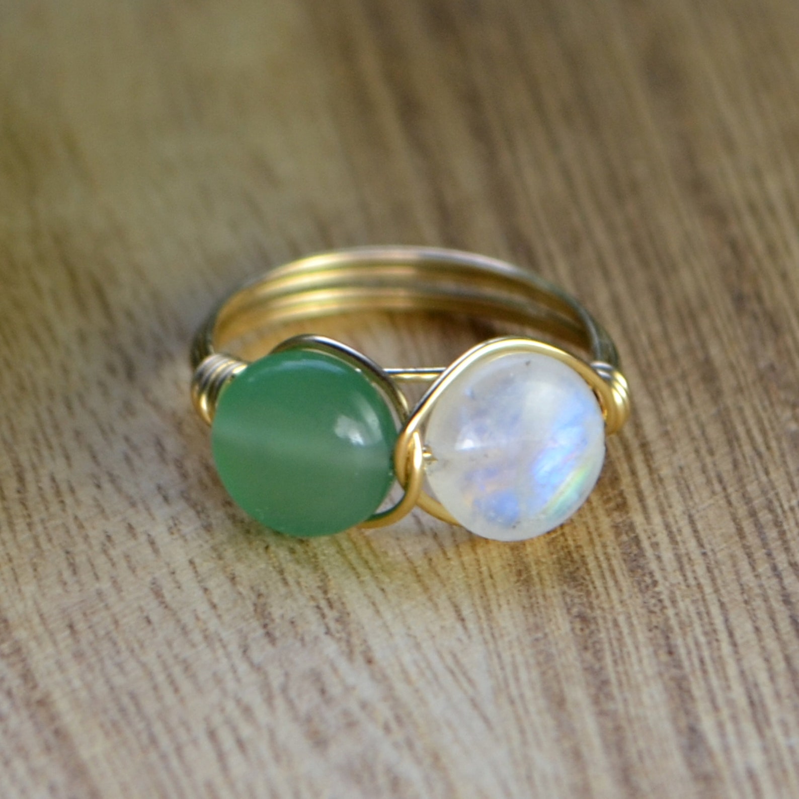 Any Two Gemstones Infinity Ring Silver 14k Yellow or Rose - Etsy