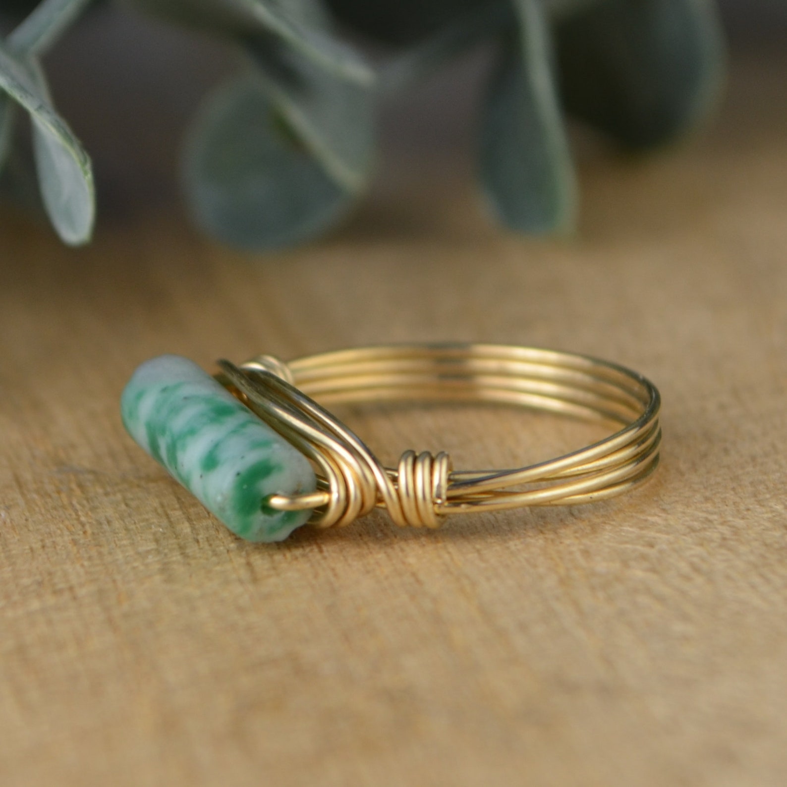 Sleek Green and White Spotted Jade Ring Sterling Silver - Etsy