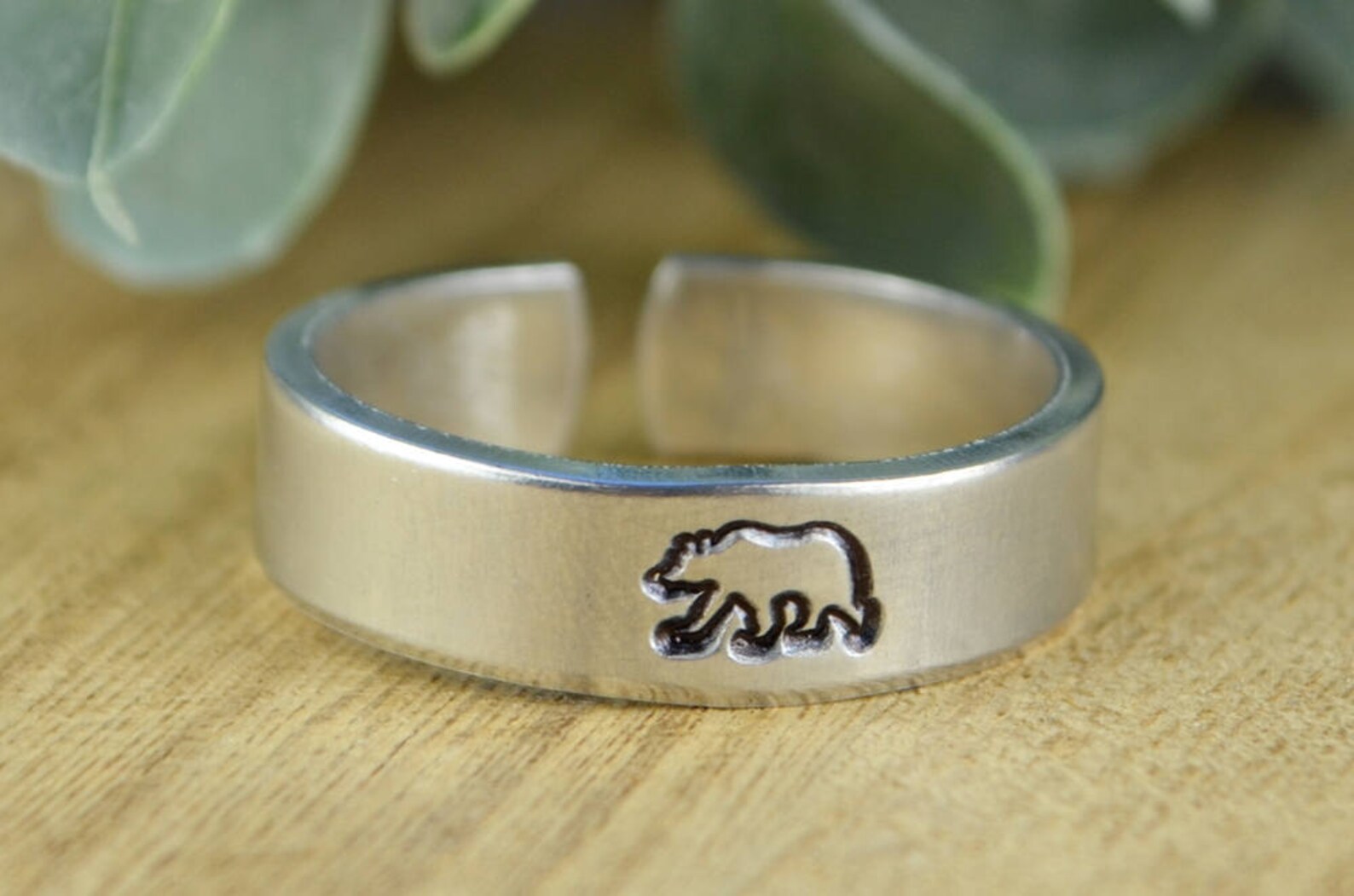 Walking Bear Adjustable Ring-hand Stamped Aluminum Bear Ring - Etsy