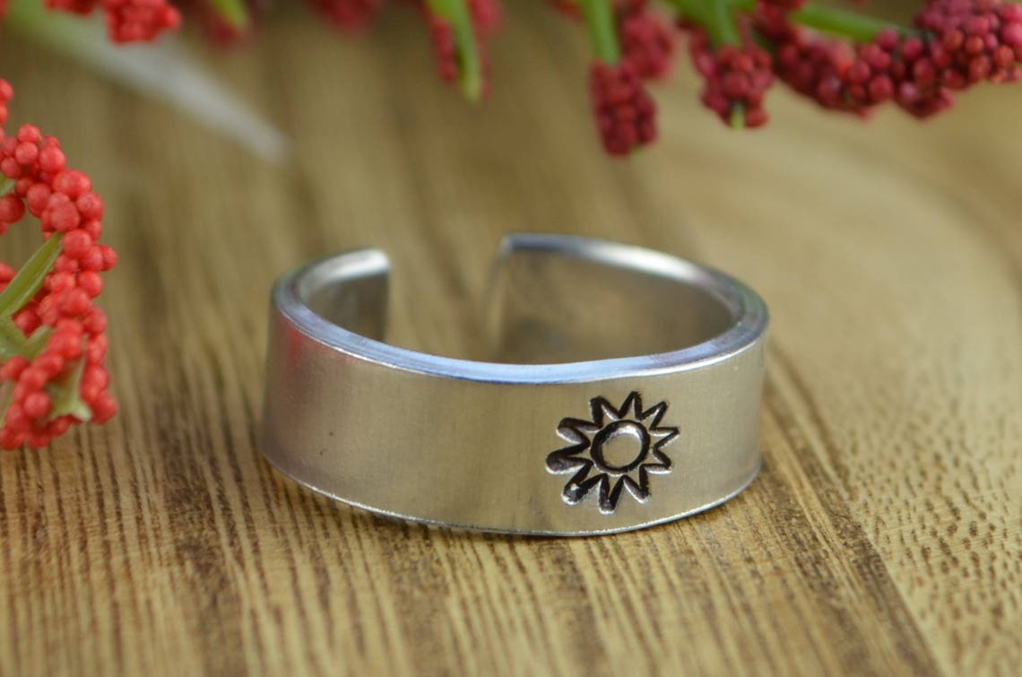 Sun Adjustable Ring Hand Stamped Aluminum Sun Ring Any Size - Etsy