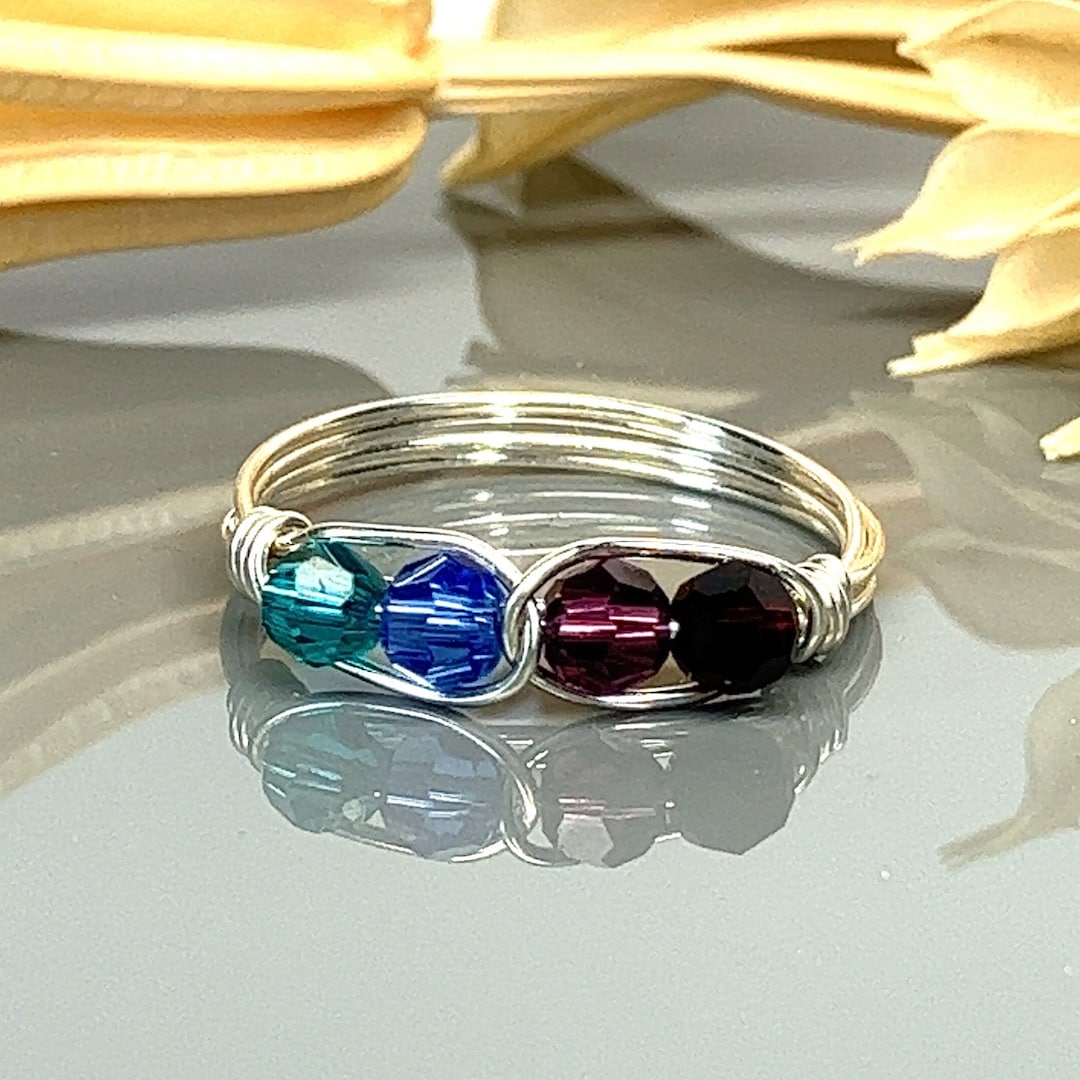 Custom Birthstone Infinity Ring in Silver, Gold Filled Wire ...