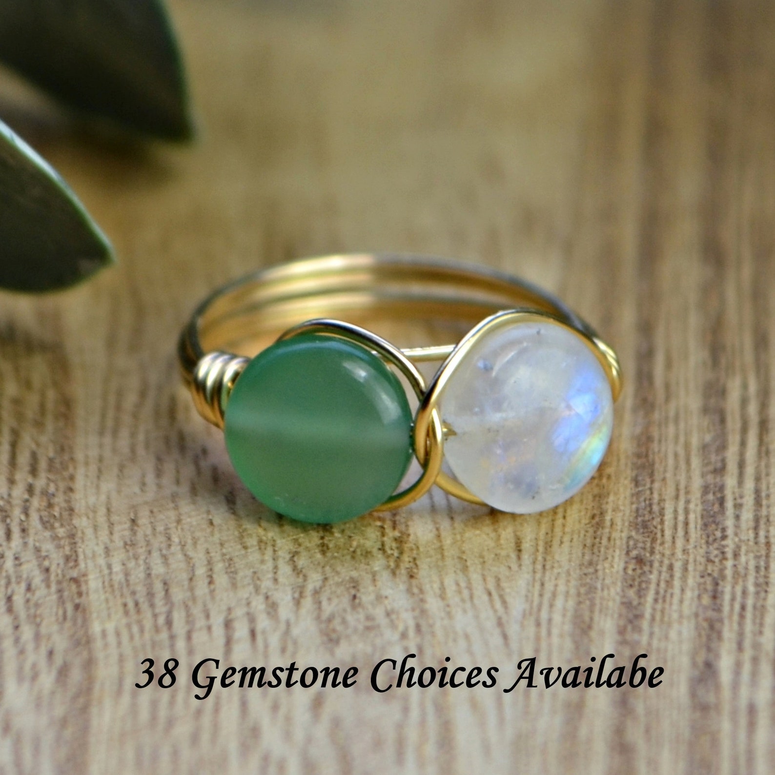 Any Two Gemstones Infinity Ring- Silver or 14k Gold Filled Wire Wrapped ...