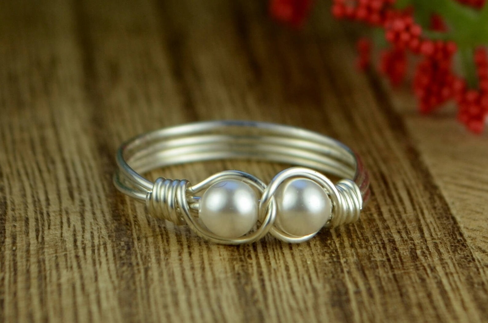 Two Pearls Infinity Ring-sterling Silver Yellow or Rose Gold - Etsy