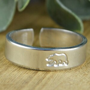 Hand Stamped Aluminum Walking Bear Ring – Adjustable Custom Size - Etsy