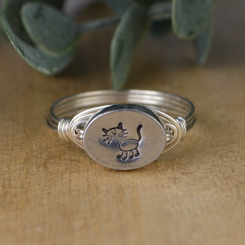Stick Figure Cat Ring-sterling Silver Yellow or Rose Gold - Etsy