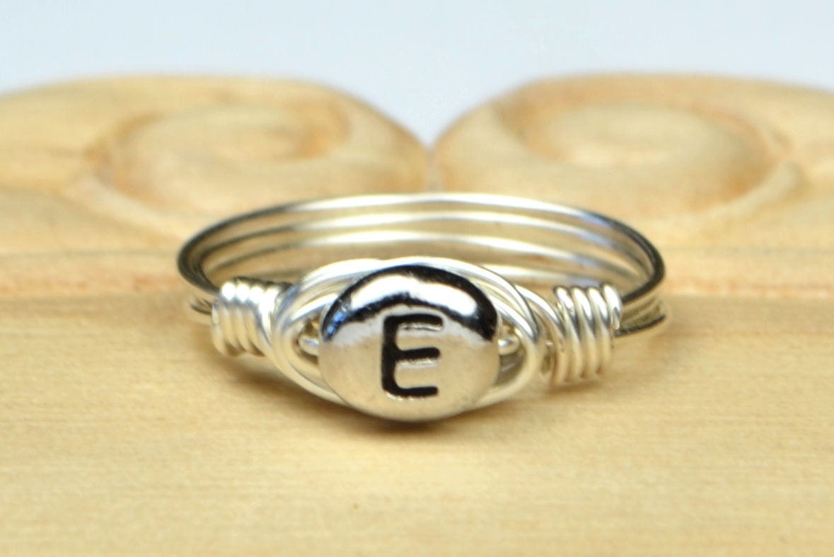 Letter E Monogram Initial Ring Sterling Silver Filled Wire | Etsy
