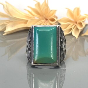 Vintage Men's Hubbell Turquoise Glass and Sterling Silver Firebird Ring ...