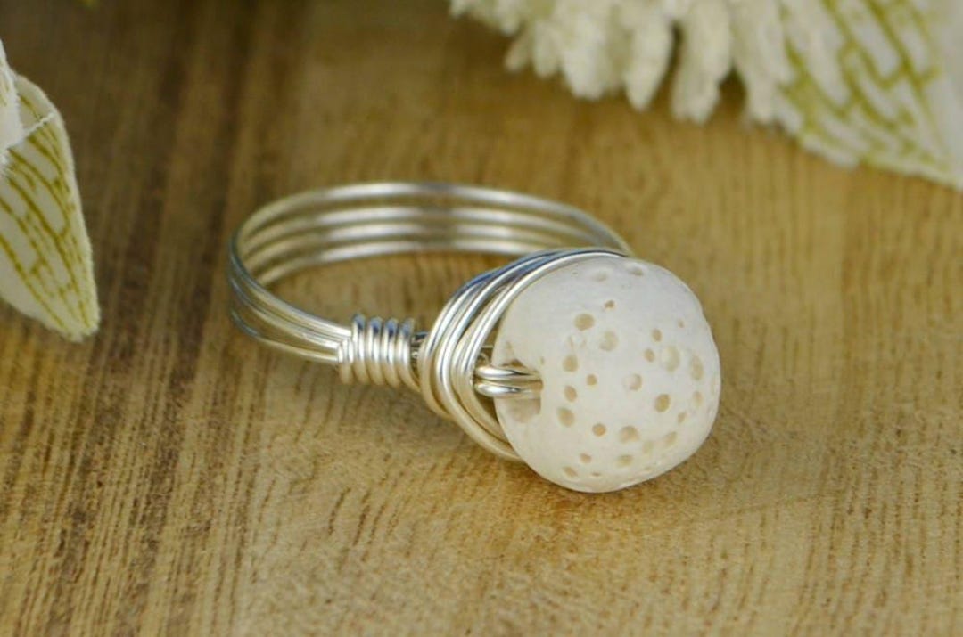 Handmade Lava Stone Ring - Yellow or Rose Gold Filled Wire Wrapped Ring ...