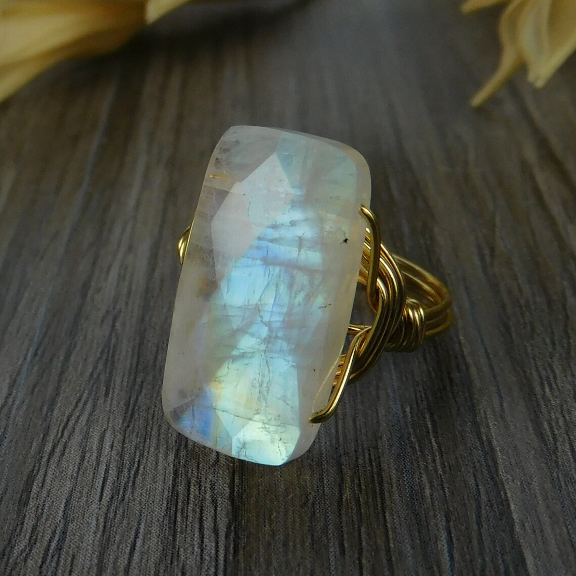 Faceted Rainbow Moonstone Statement Ring-sterling Silver 14k - Etsy