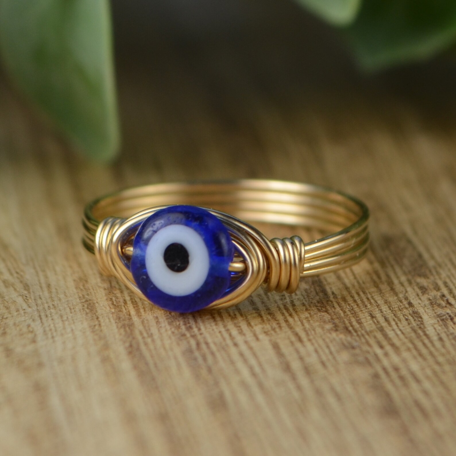 Blue Evil Eye Ring Sterling Silver 14k Yellow or Rose Gold | Etsy
