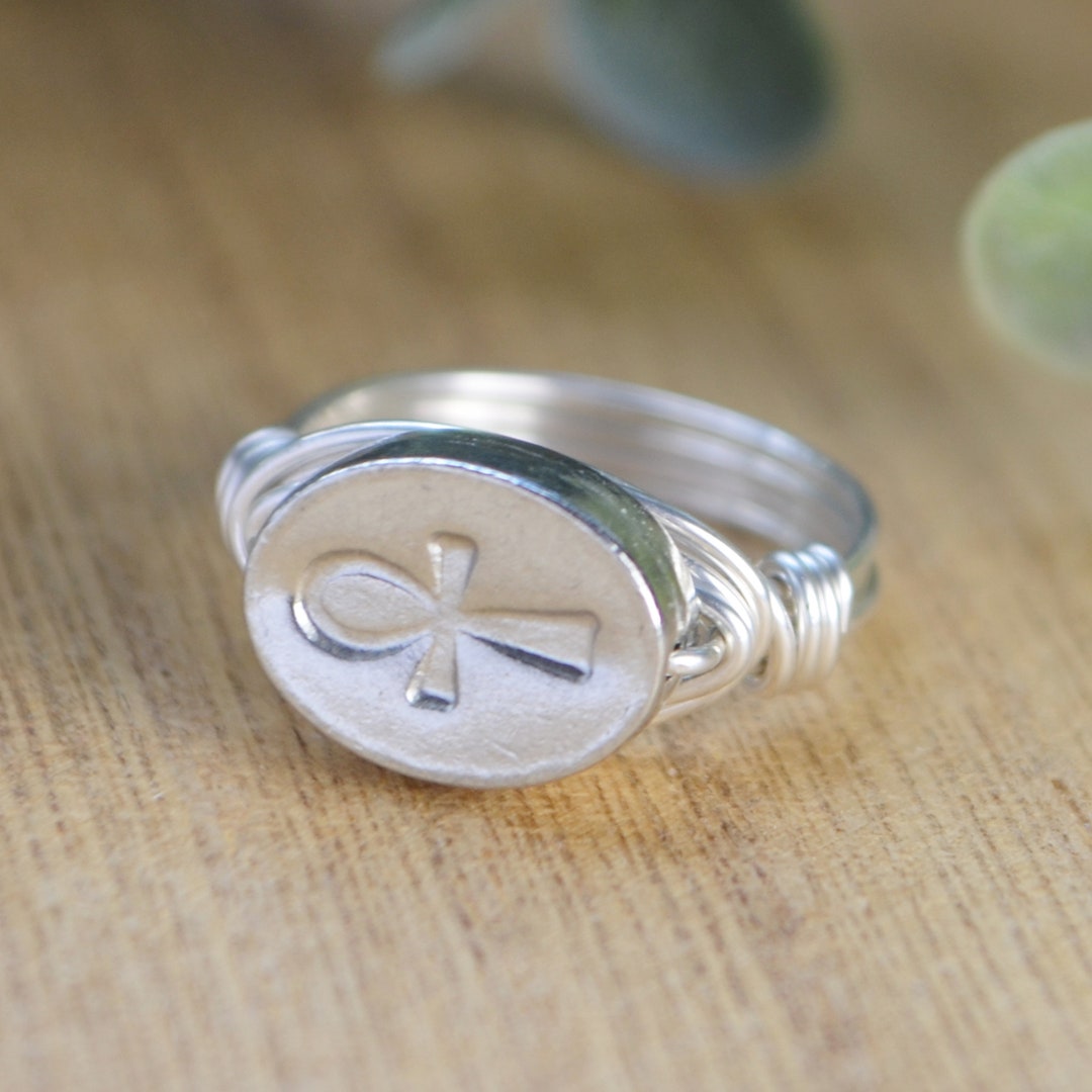 Egyptian Ankh Ring - Sterling Silver or Gold Filled Wire Wrapped With ...