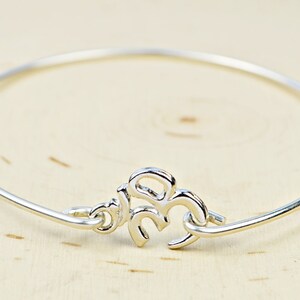 Om Bangle Bracelet Rhodium Plated Pewter Ohm Symbol and - Etsy