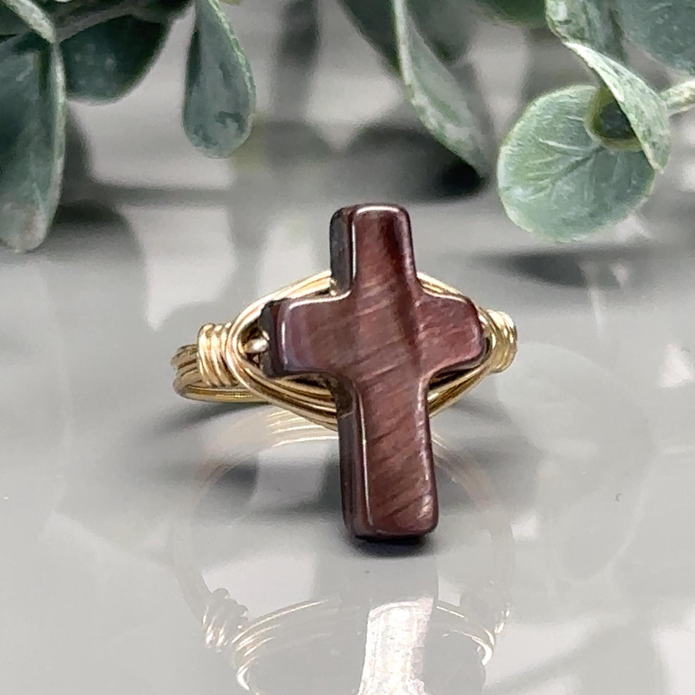Mother of Pearl Cross Ring: Sterling Silver or Gold Filled Wire Wrapped ...