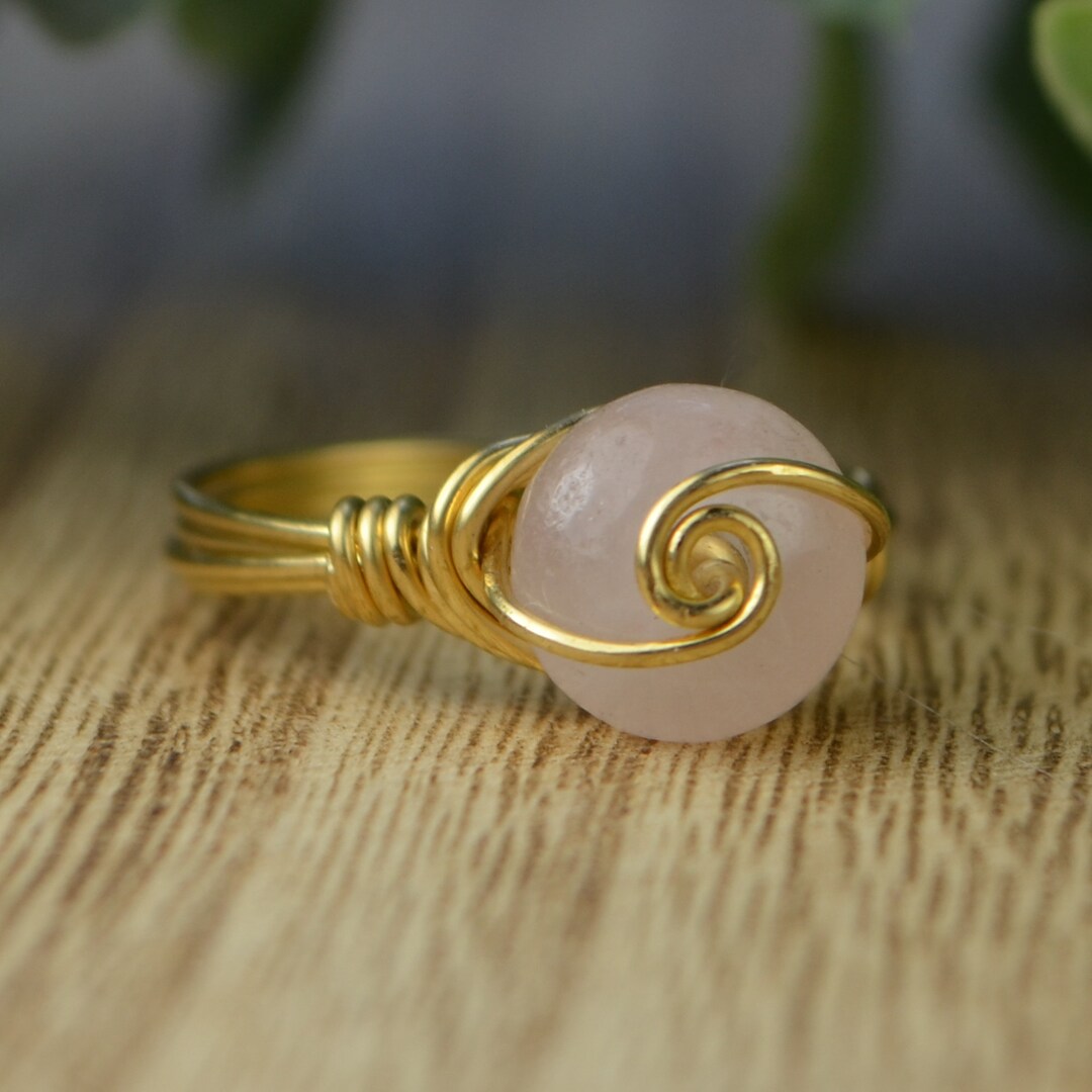 Rose Quartz Swirl Ring - Wire Wrapped in Sterling Silver or Gold Filled ...