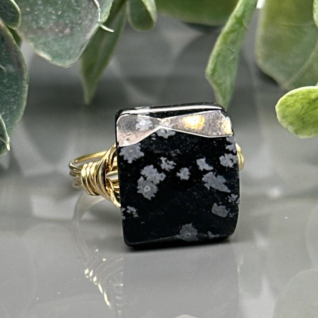 Snowflake Obsidian Ring: Wire Wrapped- Sterling Silver or Gold Filled ...