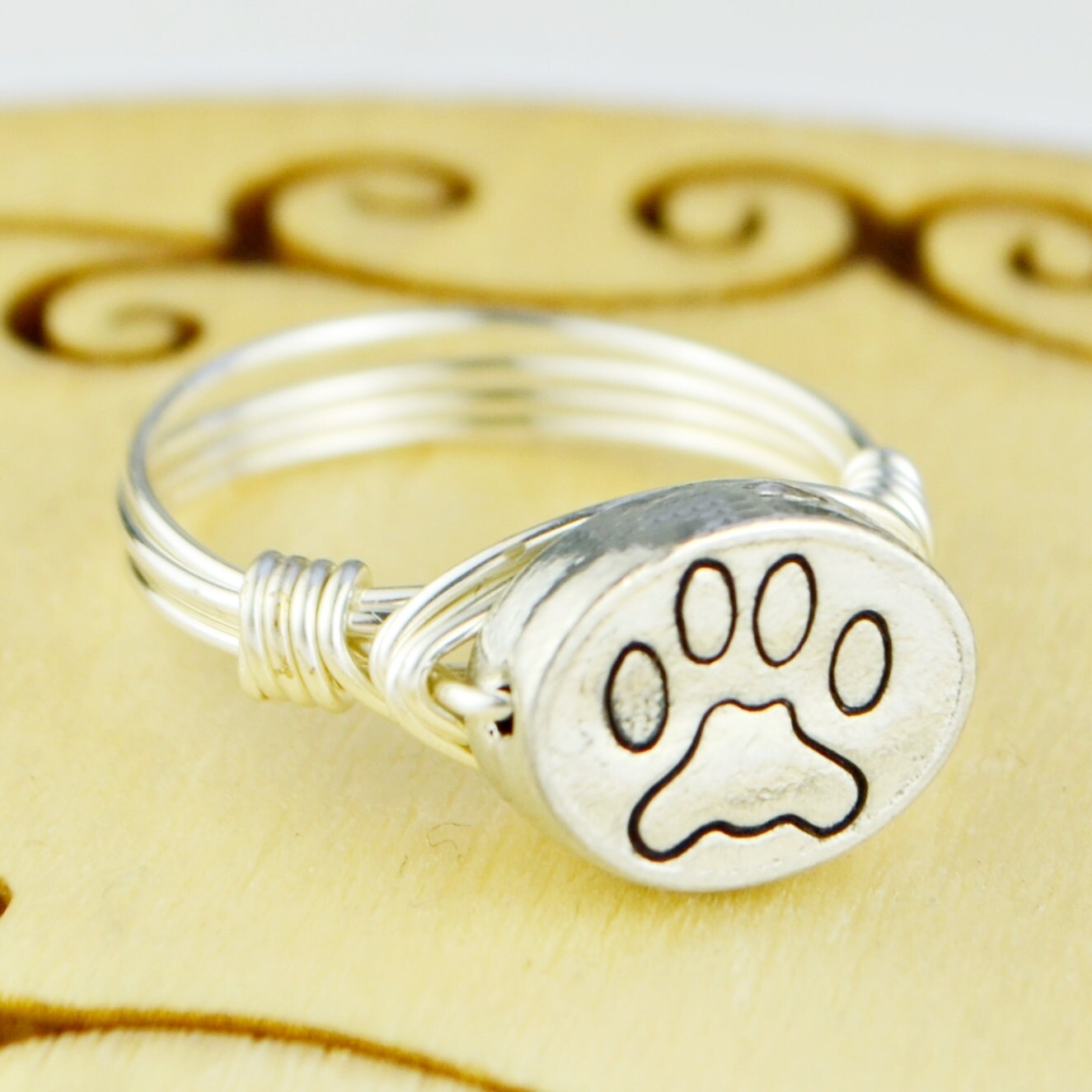 Paw Print Ring-sterling Silver, 14k Yellow or Rose Gold Filled Wire ...