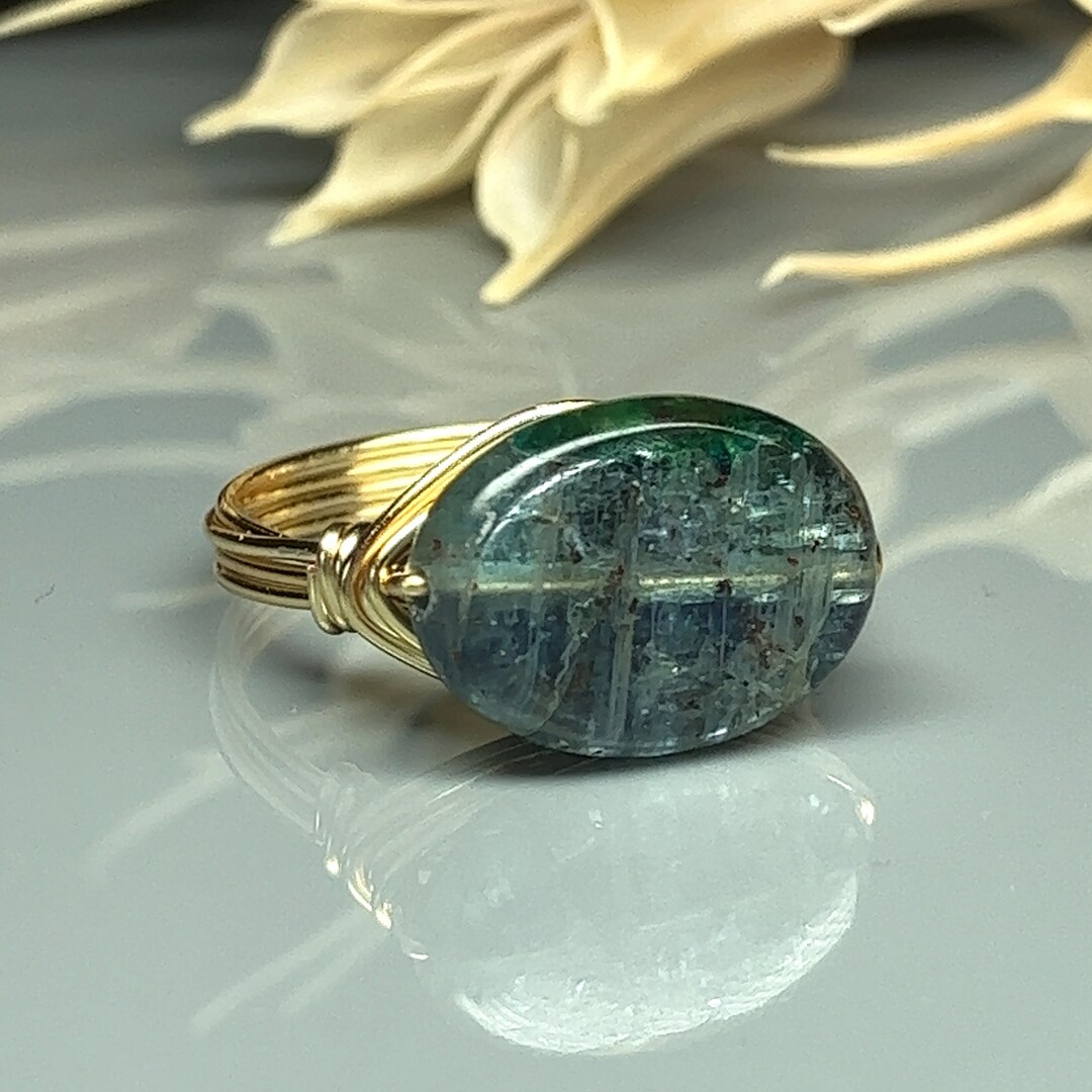 Oval Blue Green Quartz Ring- Sterling Silver, Yellow or Rose Gold ...