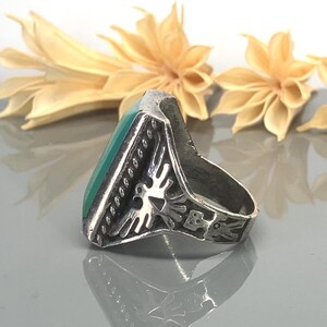 Vintage Men's Hubbell Turquoise Glass and Sterling Silver Firebird Ring ...