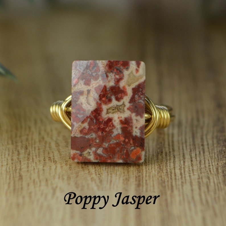 Picture Jasper Ring – Sterling Silver or Gold Filled Wire Wrapped ...
