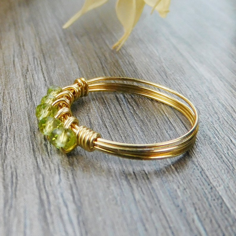 Tiny Stacking Peridot Ring- Sterling Silver, Yellow or Rose Gold Filled ...