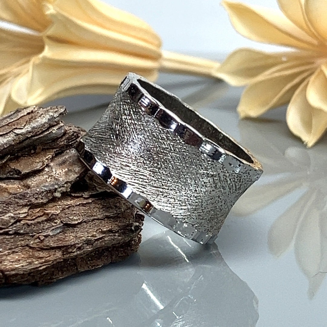 Wide Textured Sterling Silver Cigar Ring Band- Size 5.5 - Etsy