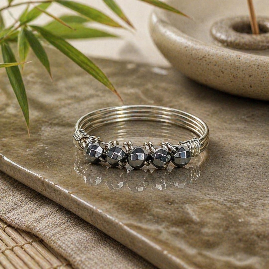 Hematite Stackable Ring: Sterling Silver or Gold Filled Wire Wrapped ...