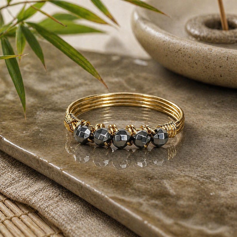 Hematite Stackable Ring: Sterling Silver or Gold Filled Wire Wrapped ...