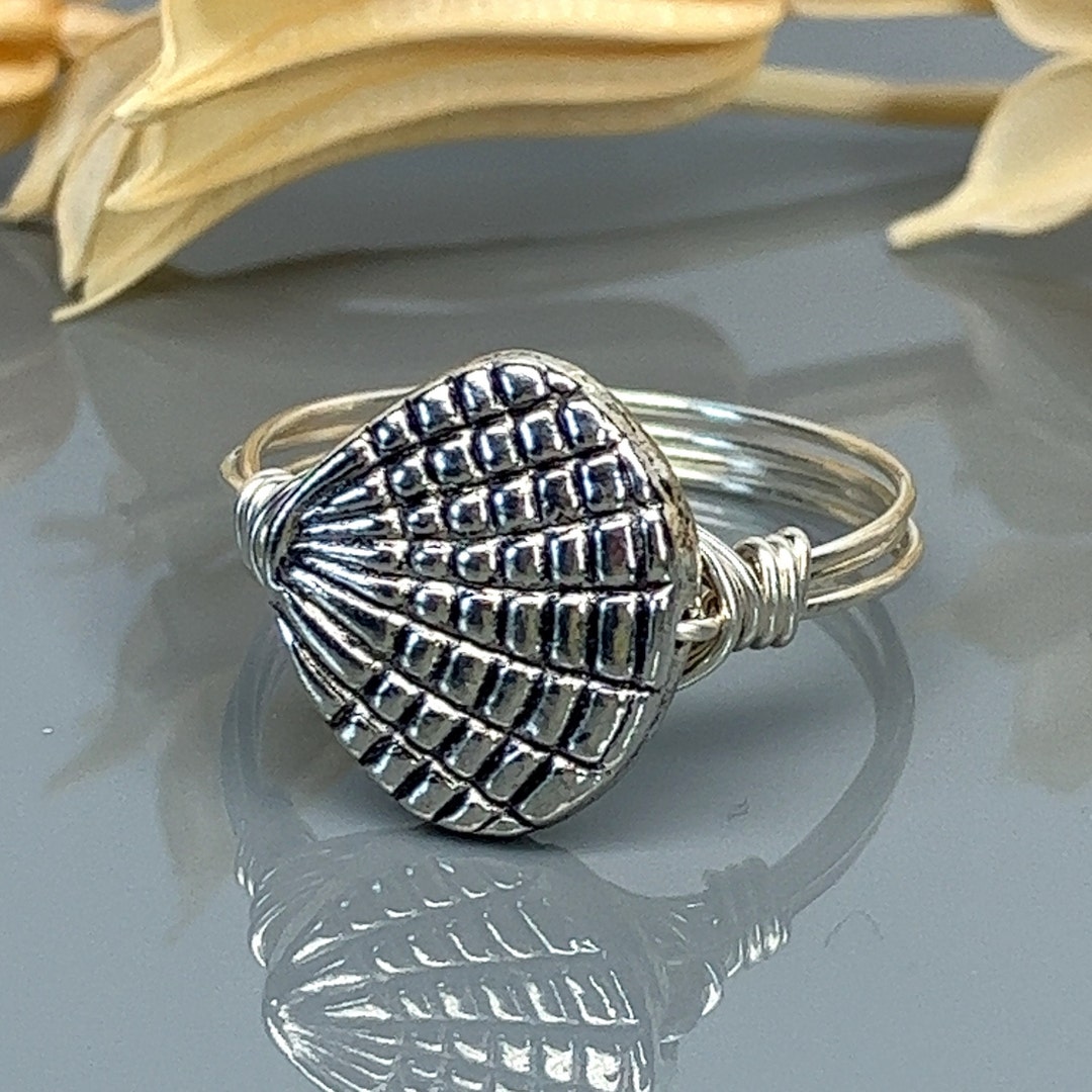 Shell Ring- Sterling Silver, Yellow or Rose Gold Filled Wire Wrapped ...