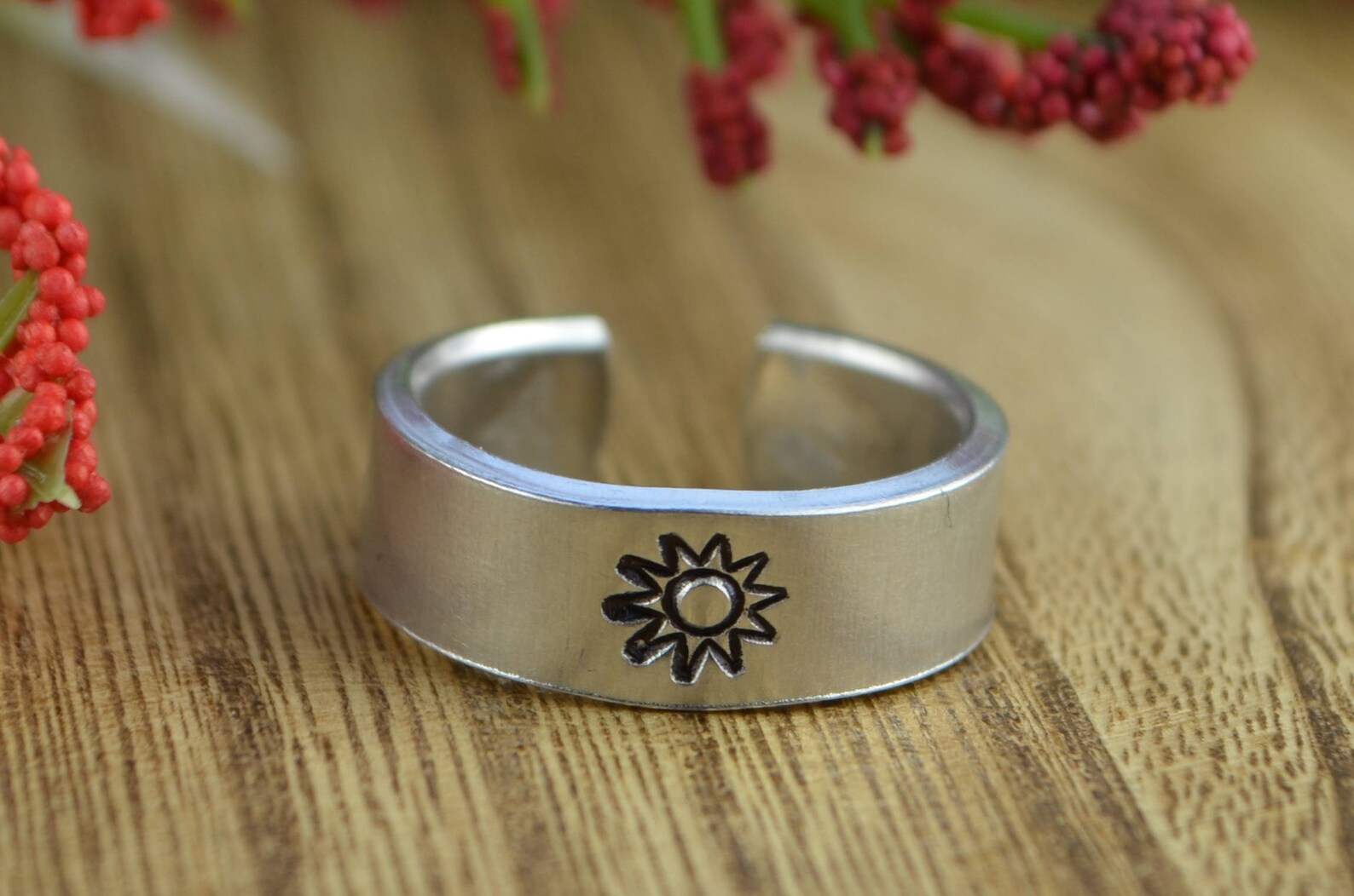 Sun Adjustable Ring Hand Stamped Aluminum Sun Ring Any Size - Etsy