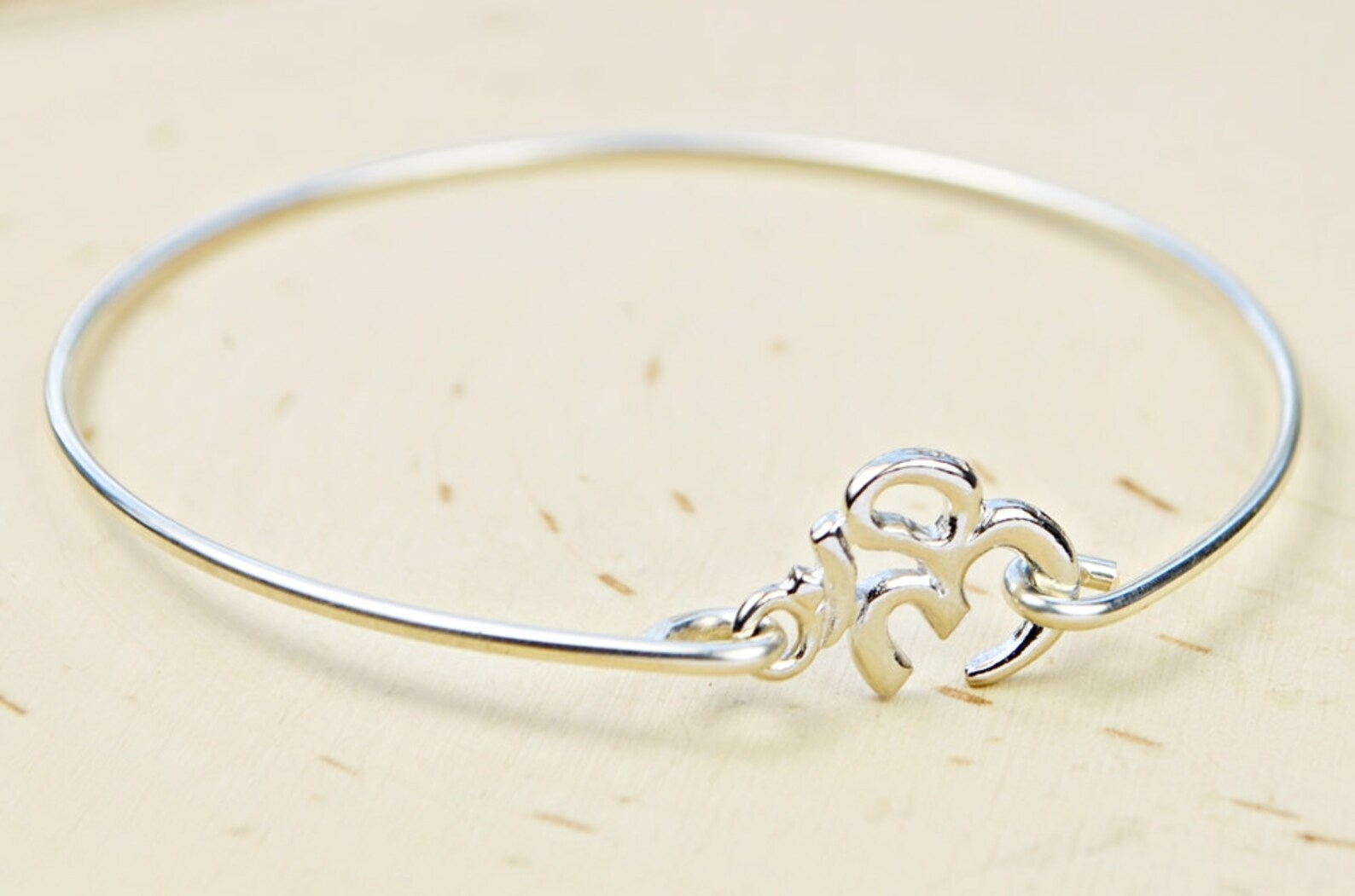 Om Bangle Bracelet Rhodium Plated Pewter Ohm Symbol and - Etsy