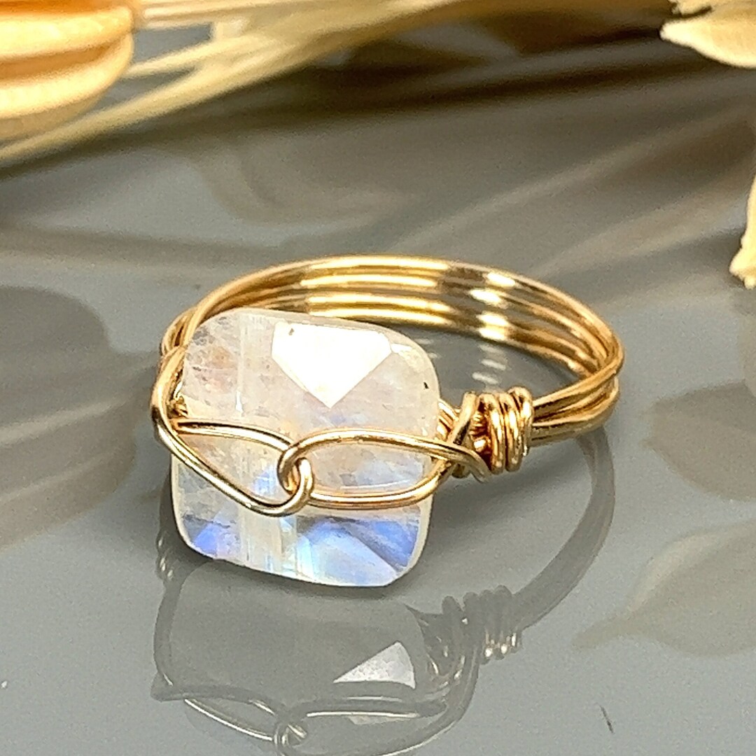 Infinity Symbol Rainbow Moonstone Gemstone Ring-sterling Silver, Yellow ...