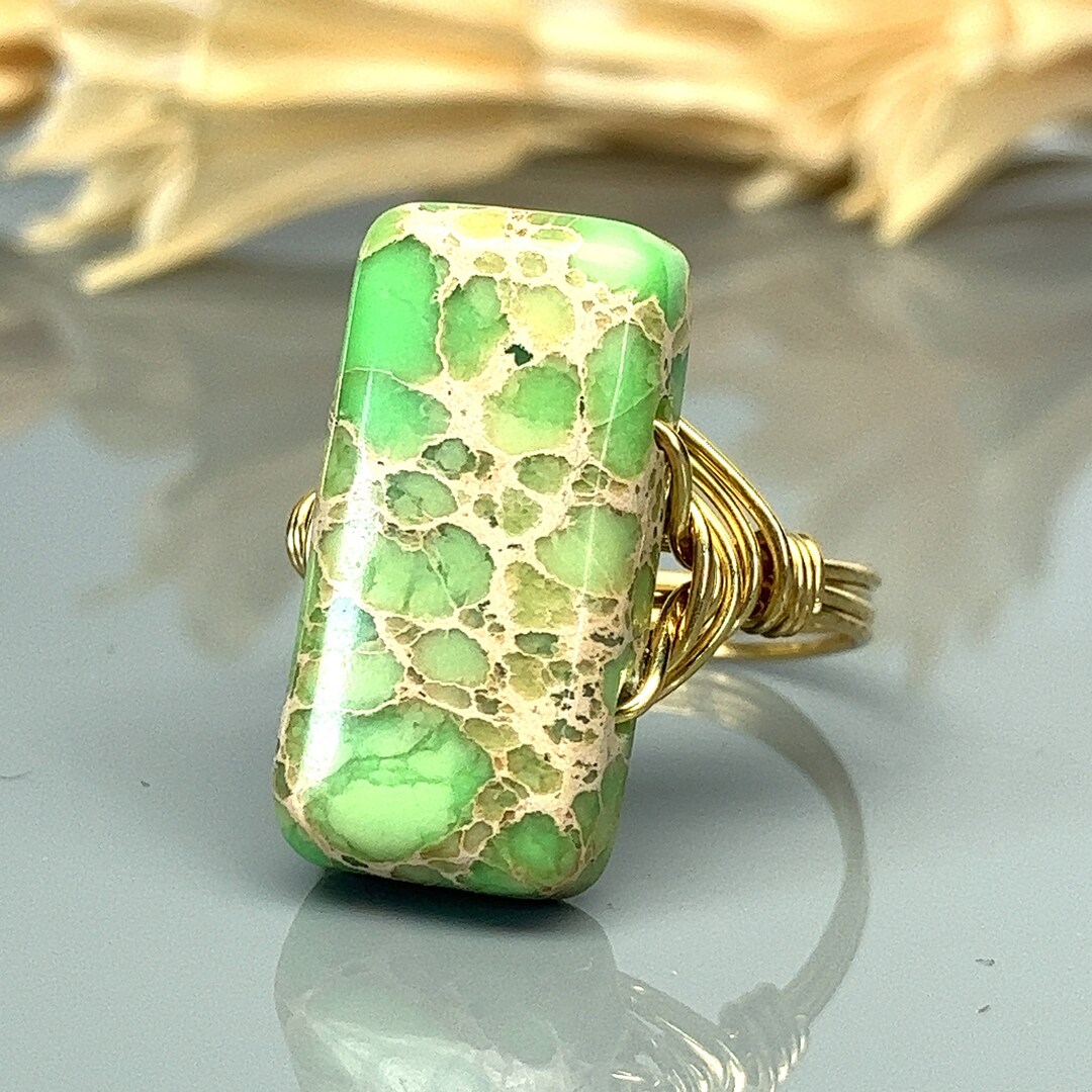Neon Green Variscite Statement Ring-sterling Silver, 14k Yellow or Rose ...