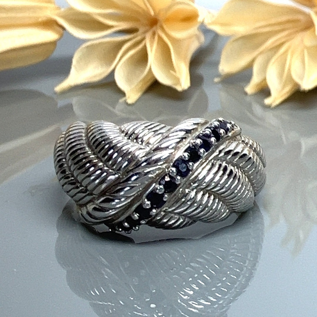 Designer Judith Ripka Blue Sapphire Gemstones and Sterling Silver Rope ...