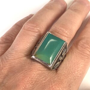 Vintage Men's Hubbell Turquoise Glass and Sterling Silver Firebird Ring ...