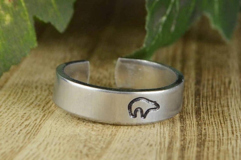 Bear Totem Ring: Adjustable Aluminum Band - Custom Made to Size - Etsy