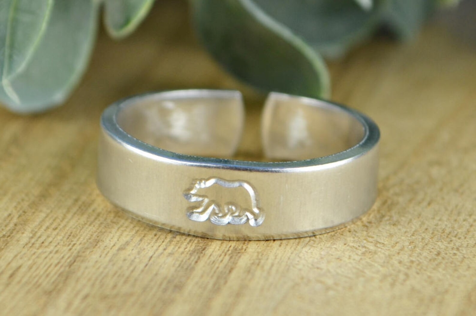 Hand Stamped Aluminum Walking Bear Ring – Adjustable Custom Size - Etsy
