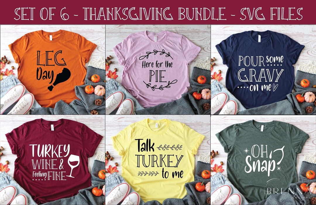Funny Thanksgiving Holiday Bundle - Set of 6- SVG, DXF, PNG Instant ...