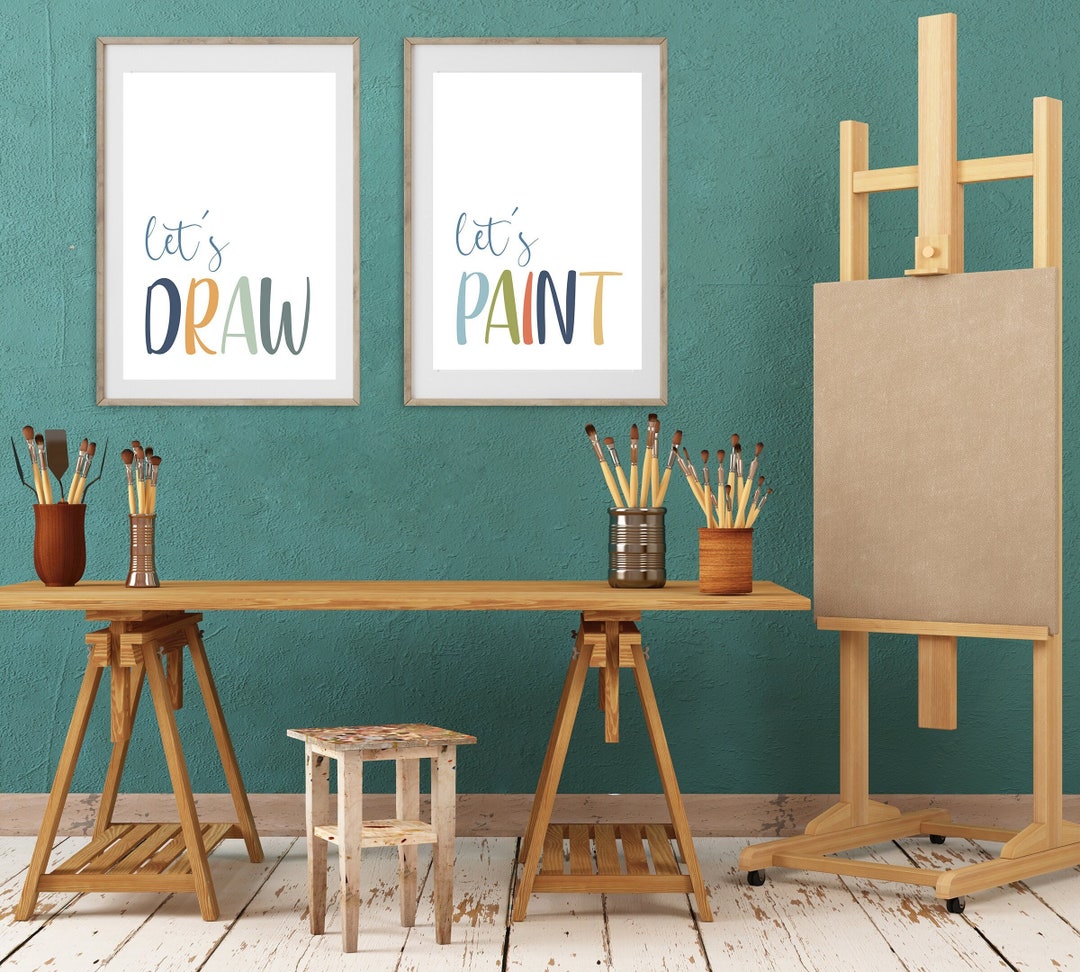 DIGITAL FILE, Let's Draw, and Let's Paint Set. Art Studio, Office ...